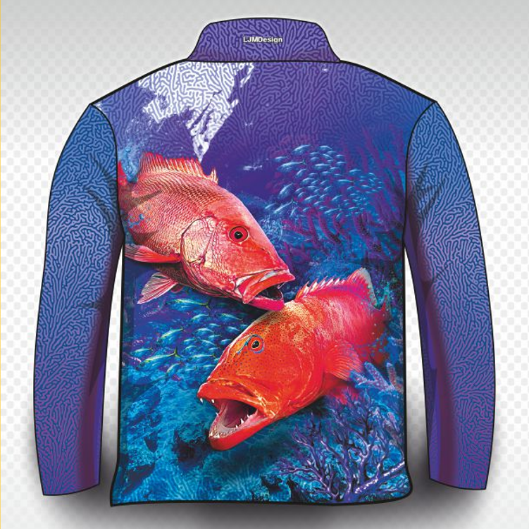 Coral Reef Ambush Purple – Fishing Shirt by LJMDesign