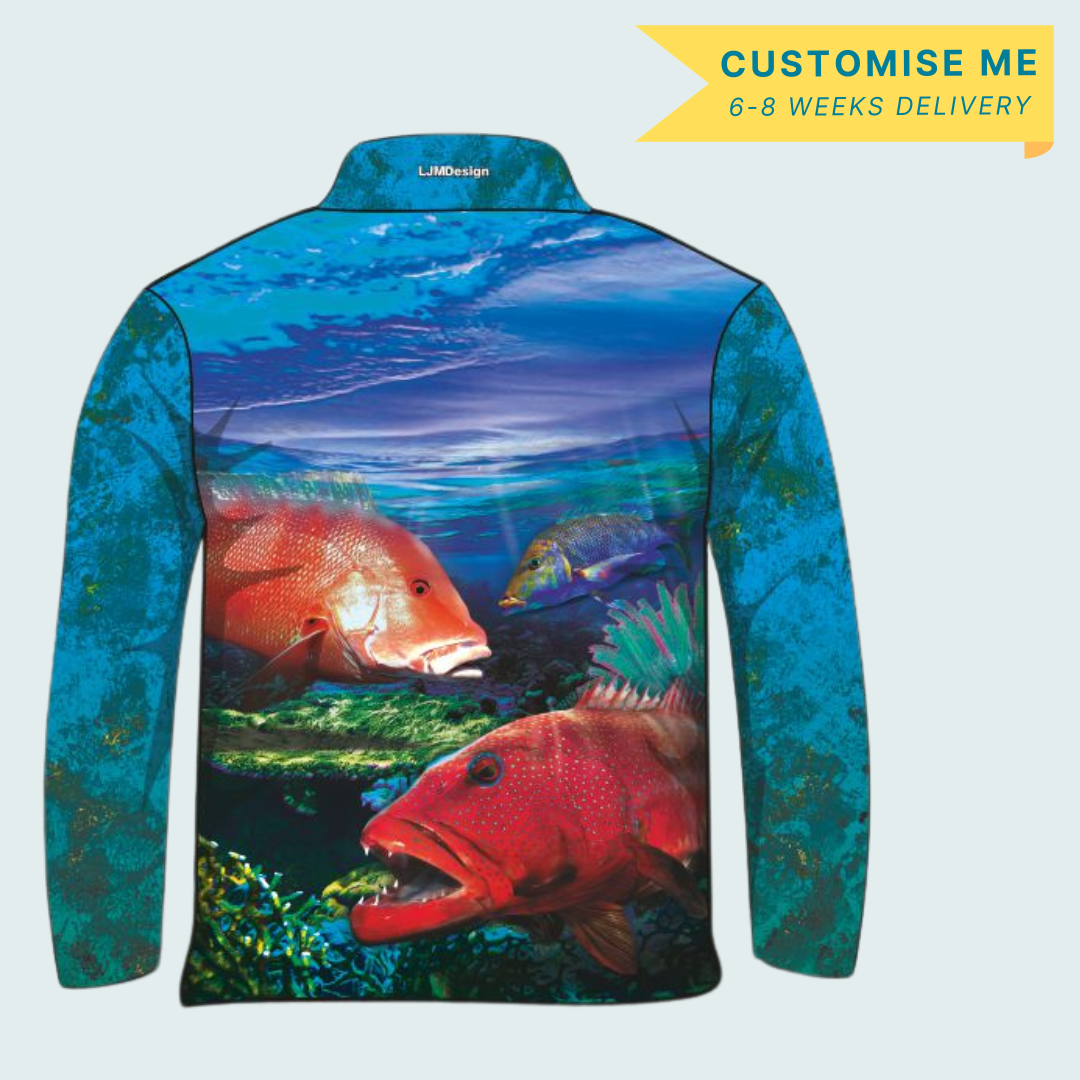 CUSTOMISE ME - Coral Reef Colour Blue – Fishing Shirt by LJMDesign