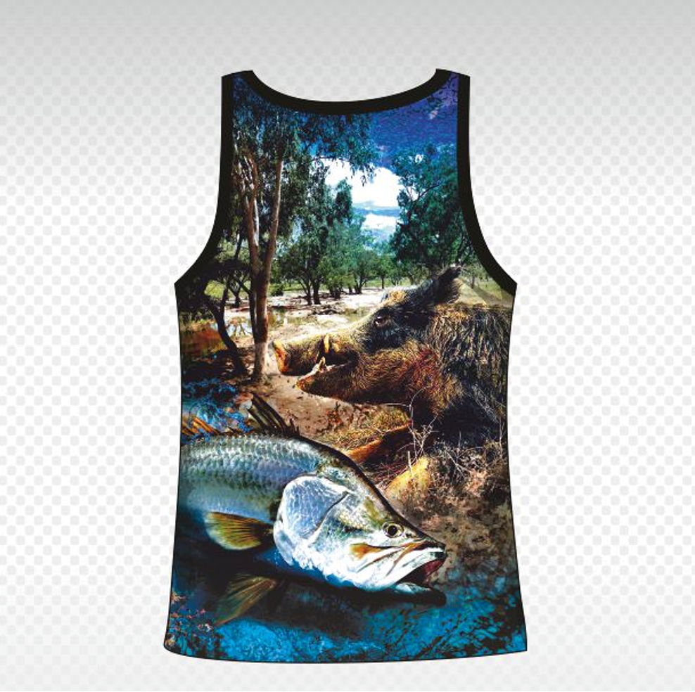Singlet Outback Hunt N Fish – Fishing Shirt by LJMDesign