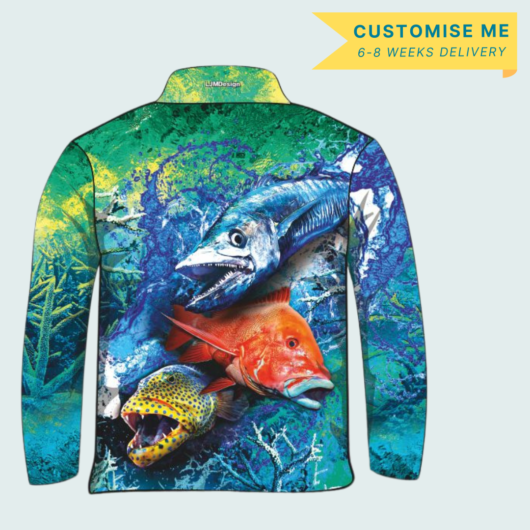 CUSTOMISE ME - Reef Trippin Green – Fishing Shirt by LJMDesign