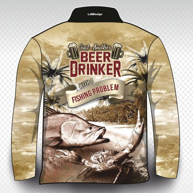 Barra Paradise Beer Drinker – Fishing Shirt by LJMDesign